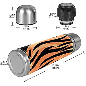 Stainless Steel Leather Vacuum Insulated Mug Tiger Texture Thermos Water Bottle for Hot and Cold Drinks Kids Adults 16 Oz
