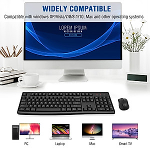 Wireless Keyboard and Mouse Combo, EDJO Full-Sized 2.4GHz USB Computer Wireless Keyboard and Wireless Optical Mouse for Windows, Mac, Laptop/Desktop/PC