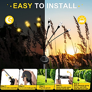 historyoo Solar Garden Light, 4Pack Outdoor Lights Solar Firefly Lights Solar Lights Outdoor Waterproof, Decor Lights for Garden Yard Patio Pathway, Solar Christmas Lights for Outside Warm Light