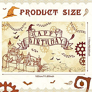 Wizard Birthday Party Supplies Wizard Backdrop Banners, 6 x 3.6 ft Happy Birthday Party Supplies Wizard Birthday Party Backdrop for Boys Girls Birthday Decoration, Indoors and Outdoors