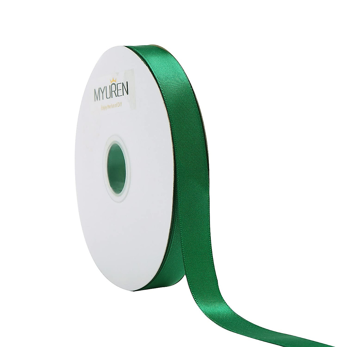 5/8 inch Double Faced Green Polyester Satin Ribbon for Gift Wrapping，Party Favor， Baby Shower，Invitation Embellishments，Floral Arrangement Craft Supplies (50 Yards)