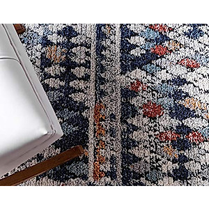 Rugs.com Morocco Collection Rug – 8' x 10' Navy Blue High-Pile Rug Perfect for Living Rooms, Large Dining Rooms, Open Floorplans