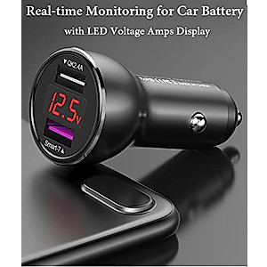 for Huawei Supercharge Car Charger, 9V/2A Car Charger Adapter Quick Fast Charger with USB Type C Super Charging Cable Car Charger for Huawei P40 P30 P20 Pro,Mate 30 20 10 9 (Black with LED Display)