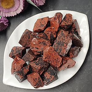 PEKMAR 100g Bulk Natural Raw Red Obsidian Rough Stone Quartz Crystals Rock Aquarium Home Room Decoration Pendant