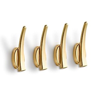 Gold Wall Hooks Coat Hooks 4 Pack Towel Hooks Wall Mounted Single Hook Heavy Duty Hardware Robe Hooks for Hanging Brushed Gold Hooks Zinc Alloy Hooks for Bathroom Garage Entryway Kitchen Home