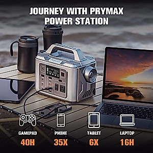 PryMAX Portable Power Station 110V/330W Pure Sine Wave AC Outlet, 296Wh Backup Lithium Battery with DC/QC3.0/USB Port Power Supply, 80000 mAh Solar Generator for Home Travel Camping CPAP Emergency