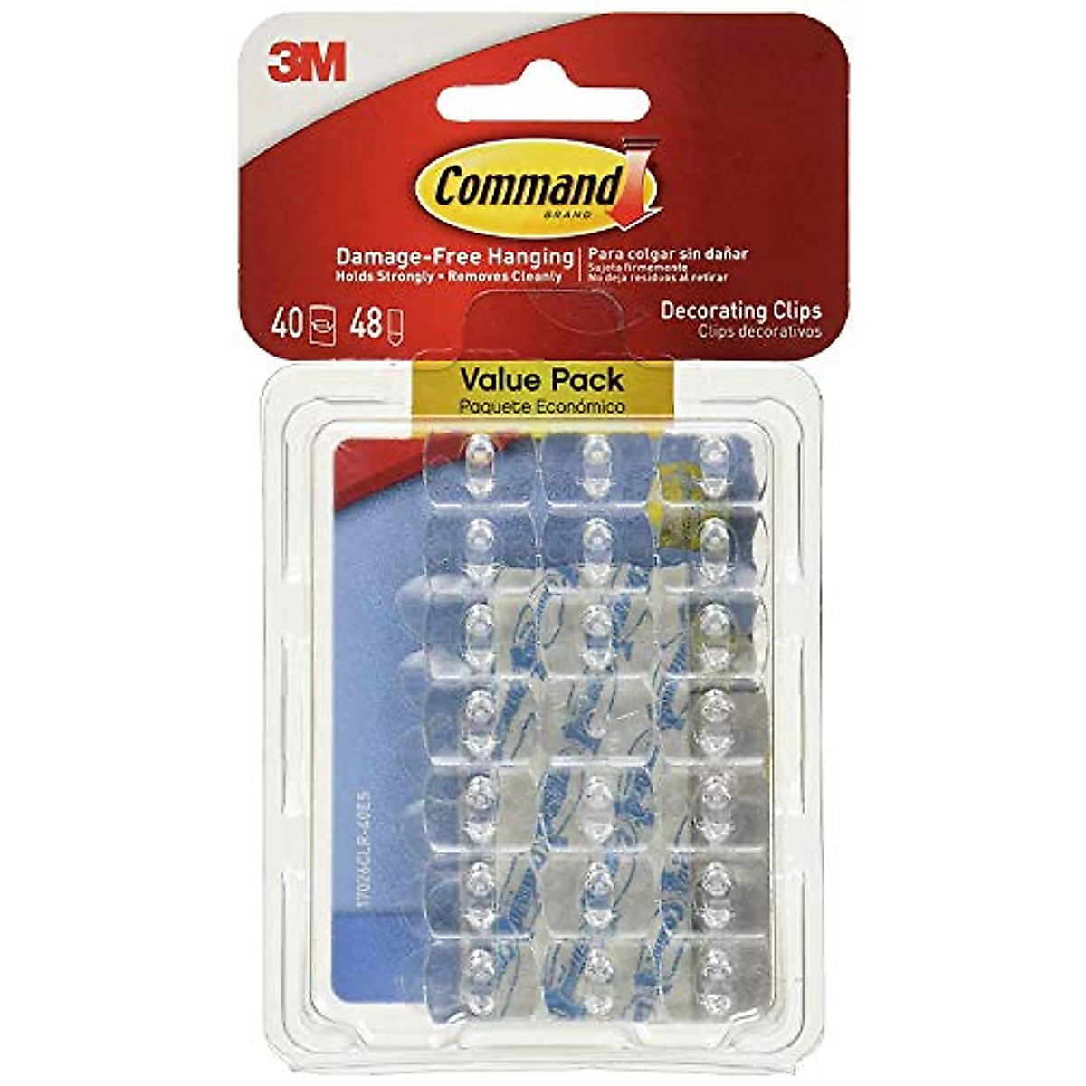 Command Mini Holiday Light Hooks, Great for Holiday Lights, 40 Clips, 48 Strips (4 Pack)
