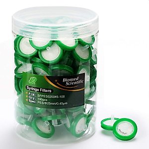 Biomed Scientific Syringe Filter PES(Polyethersulfone) 25mm Diameter 0.45um Pore Size Non Sterile 100/pk