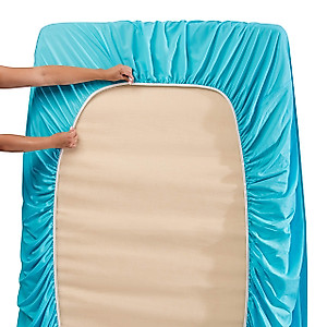 Hearth & Harbor Extra Deep Pocket Queen Sheets Sets - Fits Mattress 18-24 Inches - 6 Piece Queen Size Sheets - Beach Blue Sheets