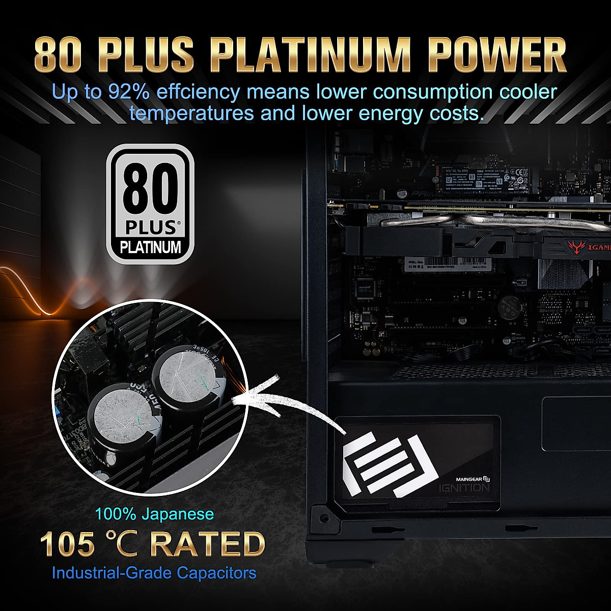 MAINGEAR Ignition Fully Modular Power Supply PC, 1200W, 80 Plus Platinum Certified, SLI Crossfire Ready, FSP1200-50AJB, 10 Year Warrenty