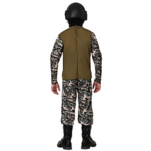 Kids Camo Trooper Costume Tactical Vest Camouflage Army Bundle w/Gloves