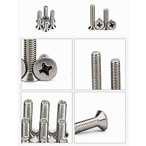 Elantek #2-56#4-40#6-32 UNC Stainless Steel Phillips Flat Head Countersunk Machine Screws Nuts Assortment Kit