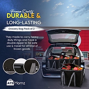 Insulated Reusable Grocery Bags(Pack of 4-Extra Large)Black, Portable Travel Bag For Frozen Food, Reusable Bags with handles-Foldable Insulated Bag Grocery, For Hot Cold Food Reusable Shopping Bags