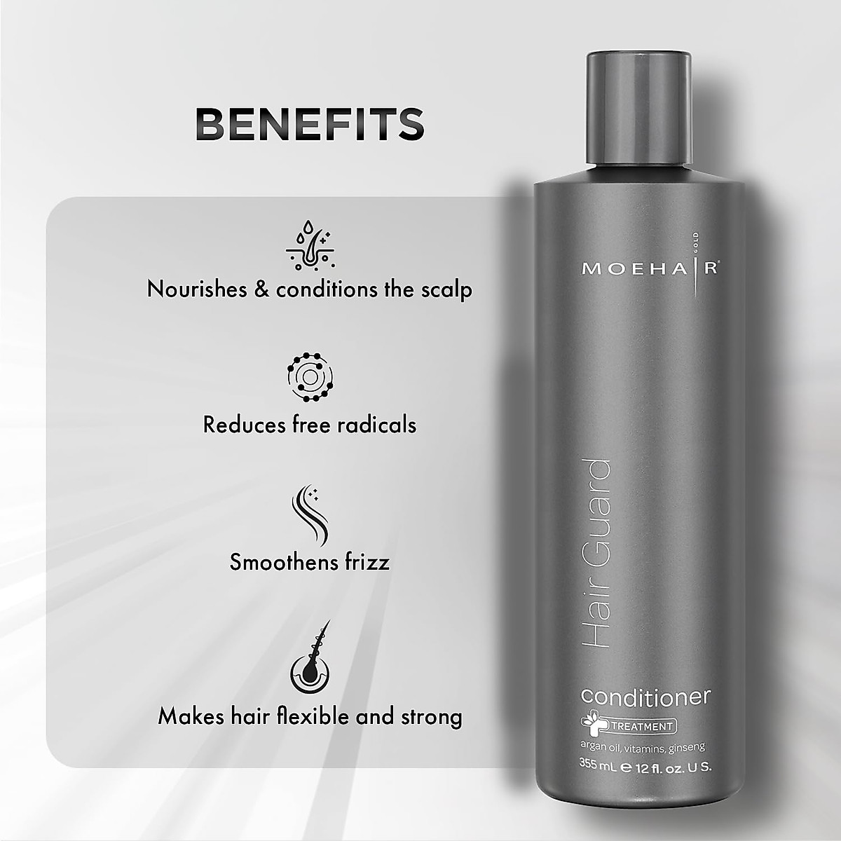 MOEHAIR Hair Guard Conditioner | Strengthens Roots and Boosts Hair Follicles | Moisturizing Conditioner | Infused with Vitamin-E, Argan Oil & Ginseng | Paraben & Sulfate Free Conditioner (12 Fl. Oz)