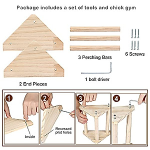 GINTUTO Chicken Perch Strong Pine Wooden Chick Jungle Gym Roosting Bar, Chick Perch Toys for Coop and Brooder for Large Bird Baby Chicks Parrot (Small)