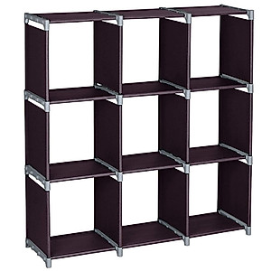9 Cube Shelf Organizer, Open Cube Rack, DIY Storage Organizer for Closet, Compartments Storage Shelf, Dark Brown