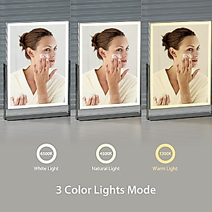 NEZZOE Makeup Mirror with Lights, 14 inch Vanity Mirror with 104 LED Lights, Plug in Table Mirror, Rectangular Desk Mirror with Metal Stand Base