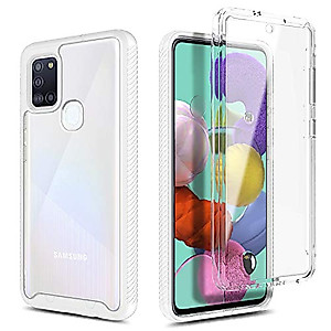 E-Began Case for Samsung Galaxy A21s (Not Fit A21), Full-Body Protective Rugged Bumper Cover with Built-in Screen Protector, Shockproof Impact Resist Durable Phone Case -Matte