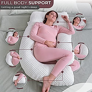 U Shaped Pregnancy Body Pillow with 2 Removable Covers for Sleeping Full Body, Head, Belly, Back, Leg Pillow for Side Sleepers Maternity Pillow (Mesh Airflow - Light Green + Jersey Light Grey)