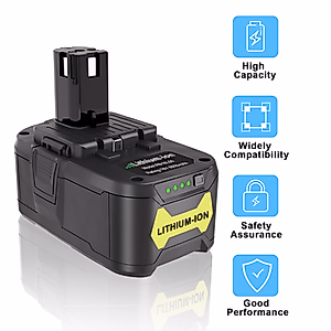 2 Pack 6.0Ah 18V Battery Replace for Ryobi 18V Lithium Battery, Compatible for Ryobi One 18V P108 P102 P104 P197 P190 P103 P105 P107 P109 18 Volt Power Tools