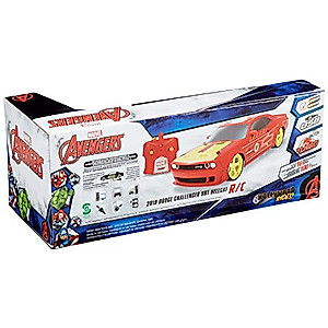 Jada Toys Marvel 1:16 Iron Man 2019 Dodge Challenger SRT Hellcat RC Remote Control Car 2.4GHz, Toys for Kids and Adults, Red