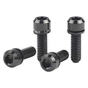 Wanyifa Titanium M6 16 18 20 35mm Allen Hex Bolts with Washers Screw for Bicycle Crank Brakes Pack of 4 (M6X20mm, Black)
