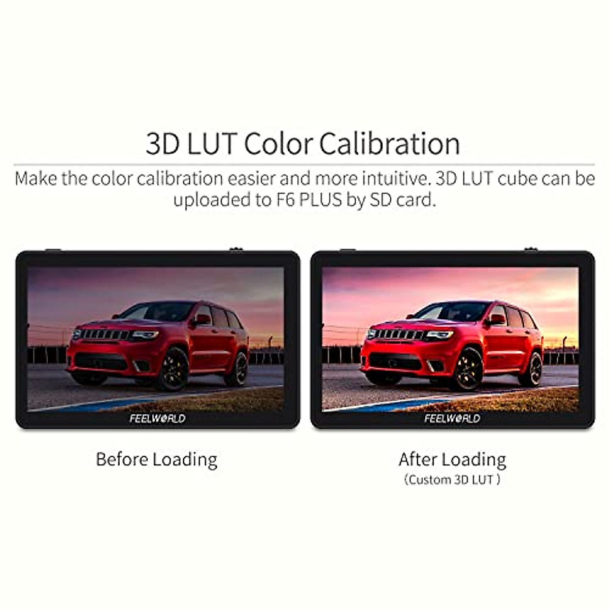 FEELWORLD F6 Plus 6 inch DSLR Camera Field Touch Screen Monitor with HDR 3D Lut Small Full HD 1920x1080 IPS Video Peaking Focus Assist 4K HDMI 8.4V DC Input Output Include Tilt Arm