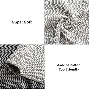 IOHOUZE Boho Kitchen Runner Rug -2'x8' Cotton Woven Indoor Outdoor Carpet Rugs Mats,Light Grey Runners for Hallways, Machine Washable Runner Rug for Kitchen Bedroom Living Room Laundry Entryway