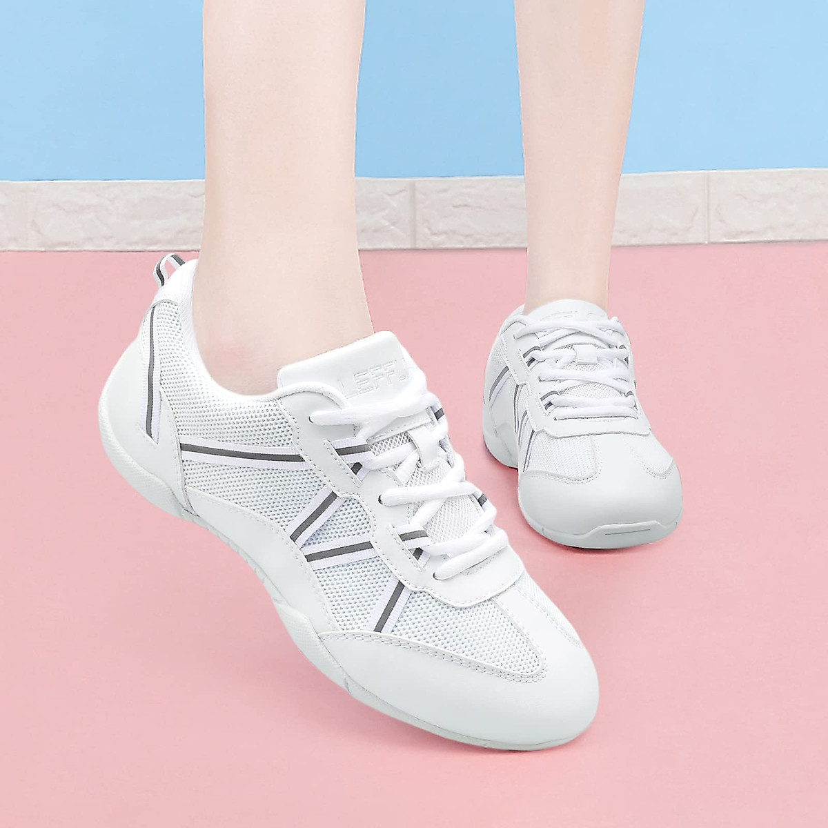 Lefflow Cheer Shoes Women Cheerleading Shoes Team Sports Shoes Youth White Training Workout Sneakers Size