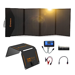 FlexSolar Portable Foldable Waterproof 120W Solar Panel Charger kit for Camping and 15W Small USB Solar Panel