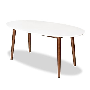 Stowe Modern Style Solid Wood Walnut White Top Oval Kitchen&Dining Room Table