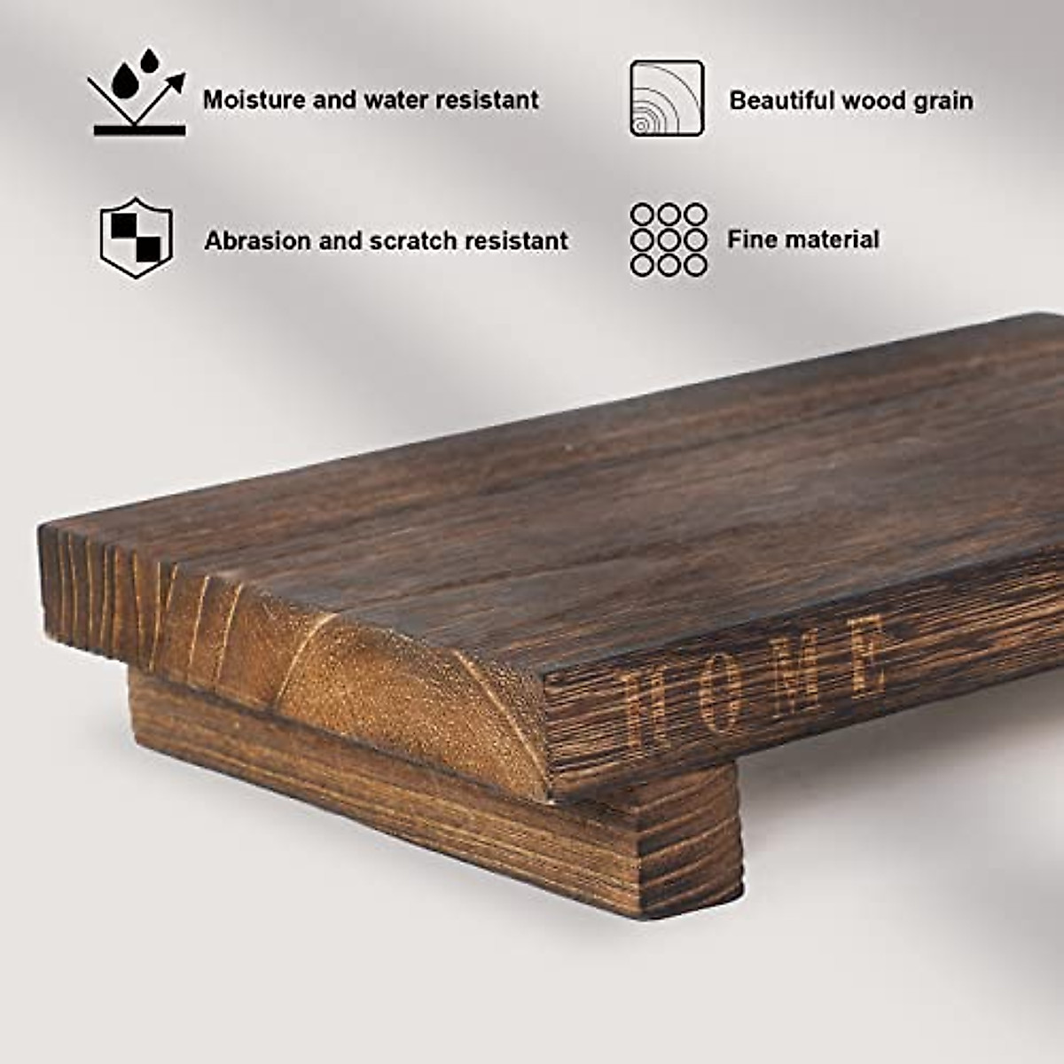 Wood Riser Tray Soap, Stand Soap Tray for Kitchen Sink, Farmhouse Wooded Tray,Rustic Bathroom Dishes for Plant Bottles Candles Display (Brown)