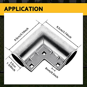 4 Pcs Chain Link Fence Gate Corner, 1-3/8" x 1-3/8" Aluminum Gate Corner Elbow with 12 Screws, Rust-Proof Chain Link Fence Fittings, 90° Gate Elbow Replacement for Outdoor Fence