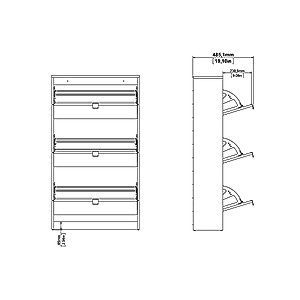 Pemberly Row Modern 3 Drawer Shoe Cabinet, 18-Pair Shoe Rack Storage Organizer in White