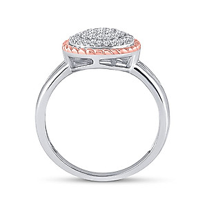 The Diamond Deal 10kt Two-tone Gold Womens Round Diamond Rope Flower Cluster Ring 1/3 Cttw