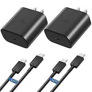 45W Samsung Charger Type C Super Fast Charging USB C Android Charger for Samsung Galaxy S23 Ultra/S23/S23+/S22/S22 Ultra/S22+/Note 10/20/S20/S21, Galaxy Tab S7/S8, PPS Charger with 6.6FT Cable, 2Pack