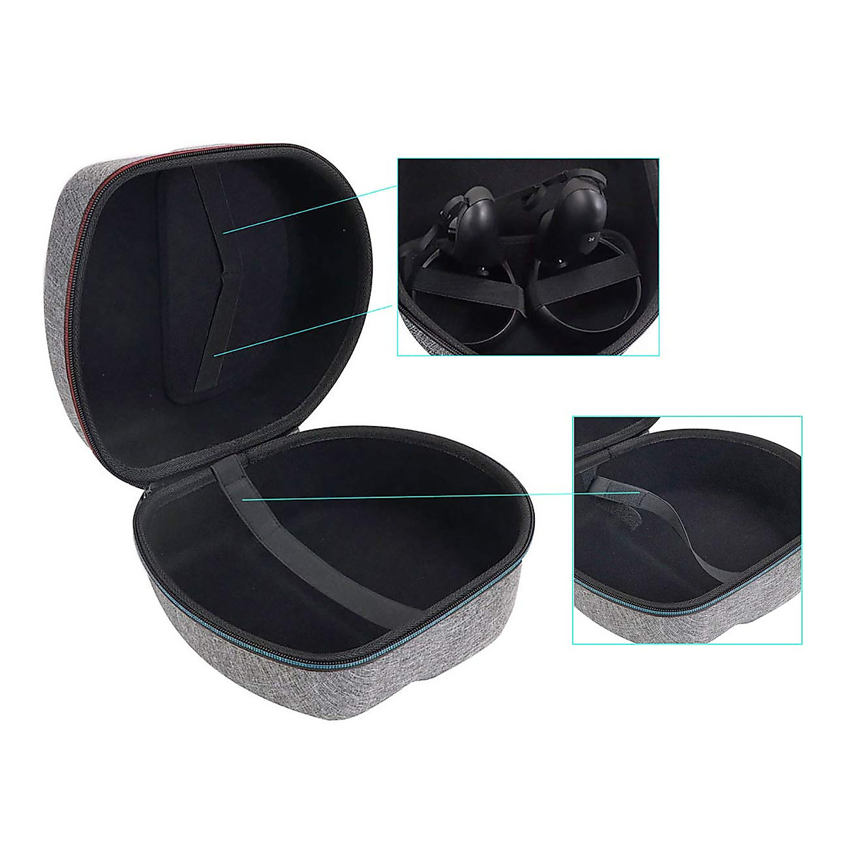 Oriolus Hard Case for Oculus Quest VR Gaming Headset and Controllers Accessories Waterproof Carrying case (Gray)
