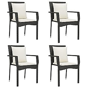 WFAUIBR Dining Set with Cushions 5 Piece Patio ，Bistro Sets,Coffee Table Sets, Whether You Have a Balcony, Lawn, Garden, or Poolside, This Set is Outdoor Spaces，Black，5 Piece 35.4"