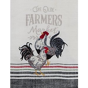 Kay Dee Designs Farmer's Market Rooster Embroidered Tea Kitchen Towel, 18" x 28", Various