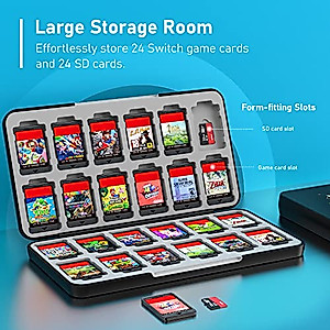 TiMOVO 24 Game Card Case for Nintendo Switch OLED 2021/Switch/Switch lite, 24 Game Holder Cartridge Case for Switch Game Cards and 24 SD Cards, Compact & Portable Game Storage Case Box, Wolf