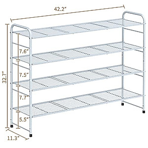 Dicasser 4-Tier Long Shoe Rack Organizer Extra Large Capacity for 30 Pairs,Silver