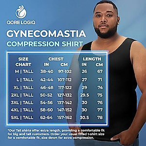 QORE LOGIQ Gynecomastia Compression Shirts for Men - Sleeveless Slimming Undershirts Tummy Control and Body Shaper Tank Top Black Medium