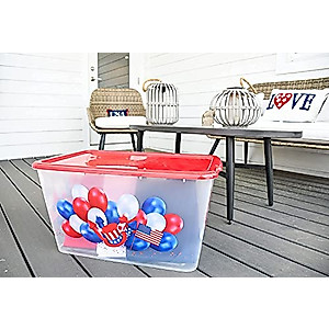 SIMPLYKLEEN 14.5-gal. Reusable Stacking Plastic Storage Containers with Lids, USA 4th of July (Pack of 2) Made in the USA