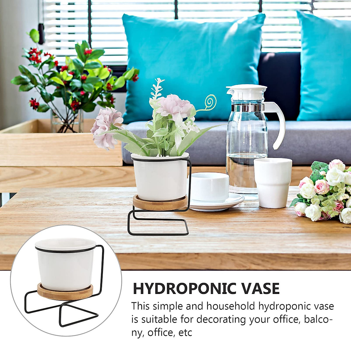 1set Household Container Decorative Pottery Ornament Rack Art Base Planter Desk Air Implement Ceramic Terrarium Metal Arrangement Vase Cacti Wall Idea with Bonsai Iron