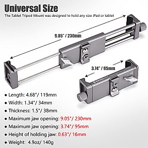SHINEWEE Metal iPad Holder for Tripod Mount, 1/4" Screw, Acra/RRS Rail Plate Mounts, Fits iPad 1 2 3 4 5 Mini Air Pro,Universal Tablet iPad Clamp Holder Tripod Adapter