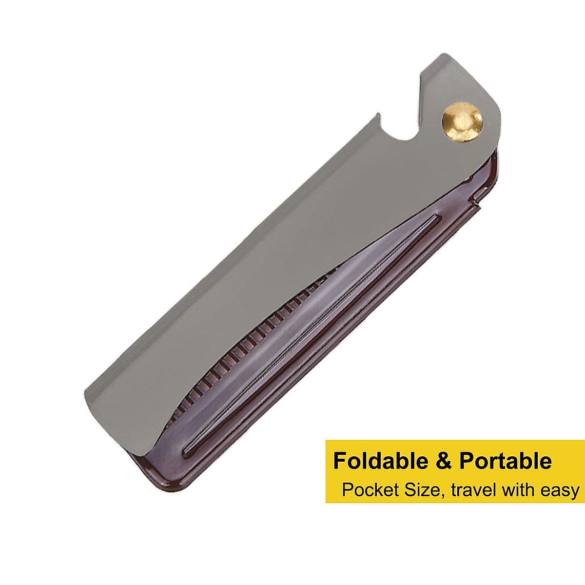 Stainless Steel Folding Comb, Pocket Comb for Men and Women, Black