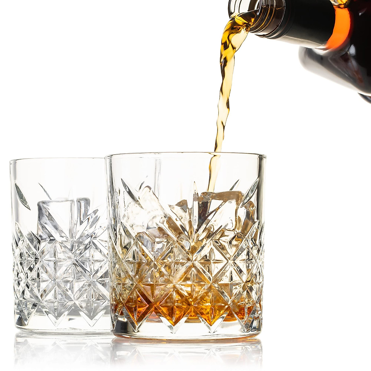 Bezrat Whiskey Glasses Set of 6 - Multi Style shot glasses - 10 oz scotch glasses - Rocks glasses Barware For Scotch, Bourbon, Liquor and Cocktail Drinks, Bourbon gifts for Men