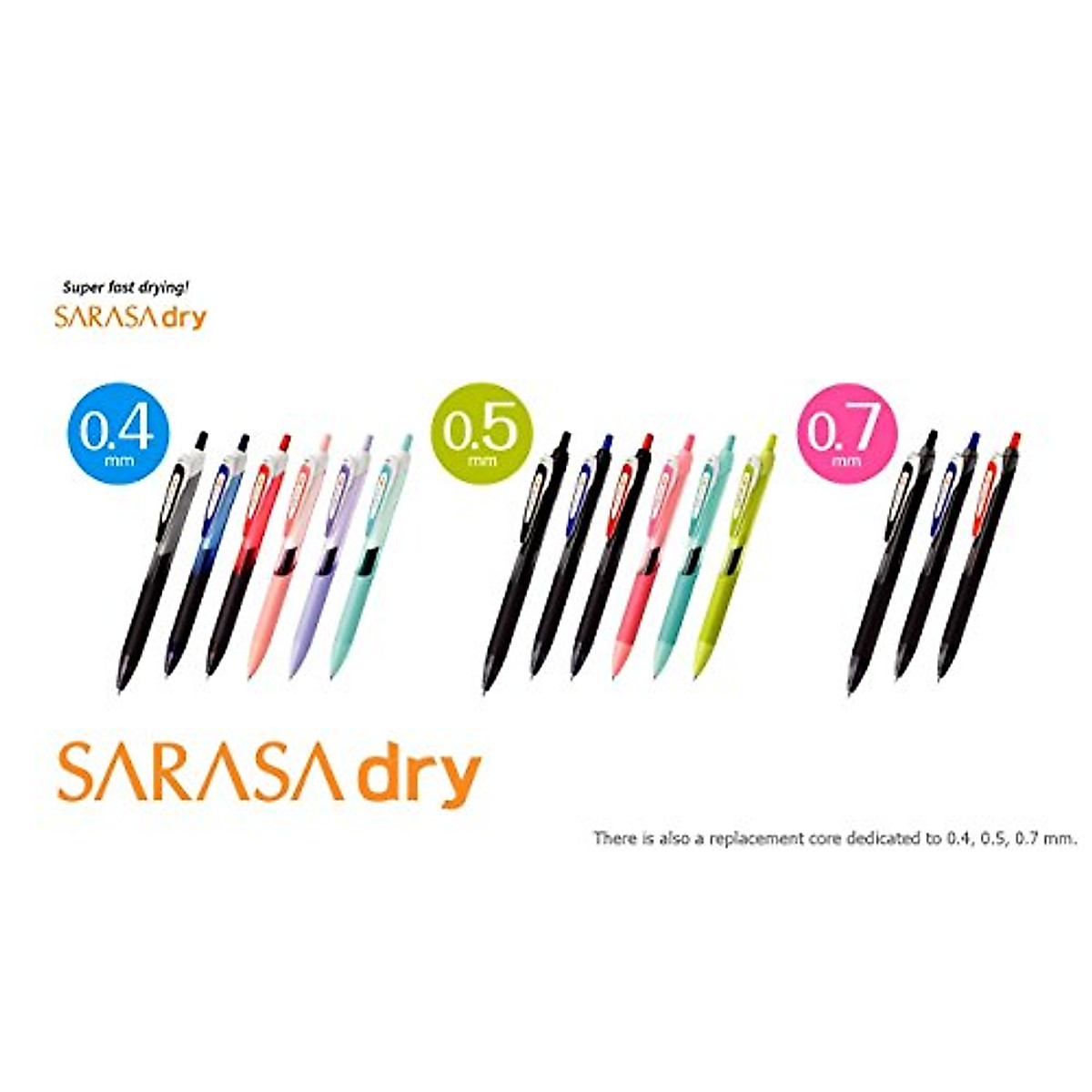 Zebra Sarasa Dry 0.5 Retractable Gel Ink Pen for left-handed, Rubber Grip, 0.5 mm, 3 Body Color Black Ink, Sticky Notes Value Set