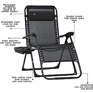 Oversized Zero Gravity Chair, 420 lbs Weight Capacity Patio Lounge Chair XL Folding Outdoor Indoor Adjustable Recliner Chair with Cup Holder Tray and Pillows for Pool, Beach, Lawn, Deck, Yard, Camping
