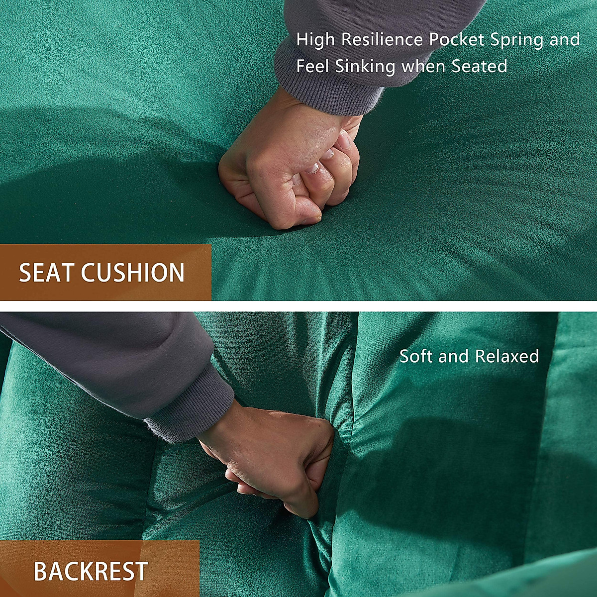 MASTI Green Velvet Loveseat Sofa for Small Spaces,59" Modern Love Seats Furniture with Golden Legs and Two Bolster Pillows Suitable for Living Room,Bedroom and Apartment